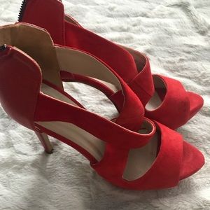 Zara | Shoes | Dreamy Suede Leather Red High Zara Heels Sandals | Poshmark
